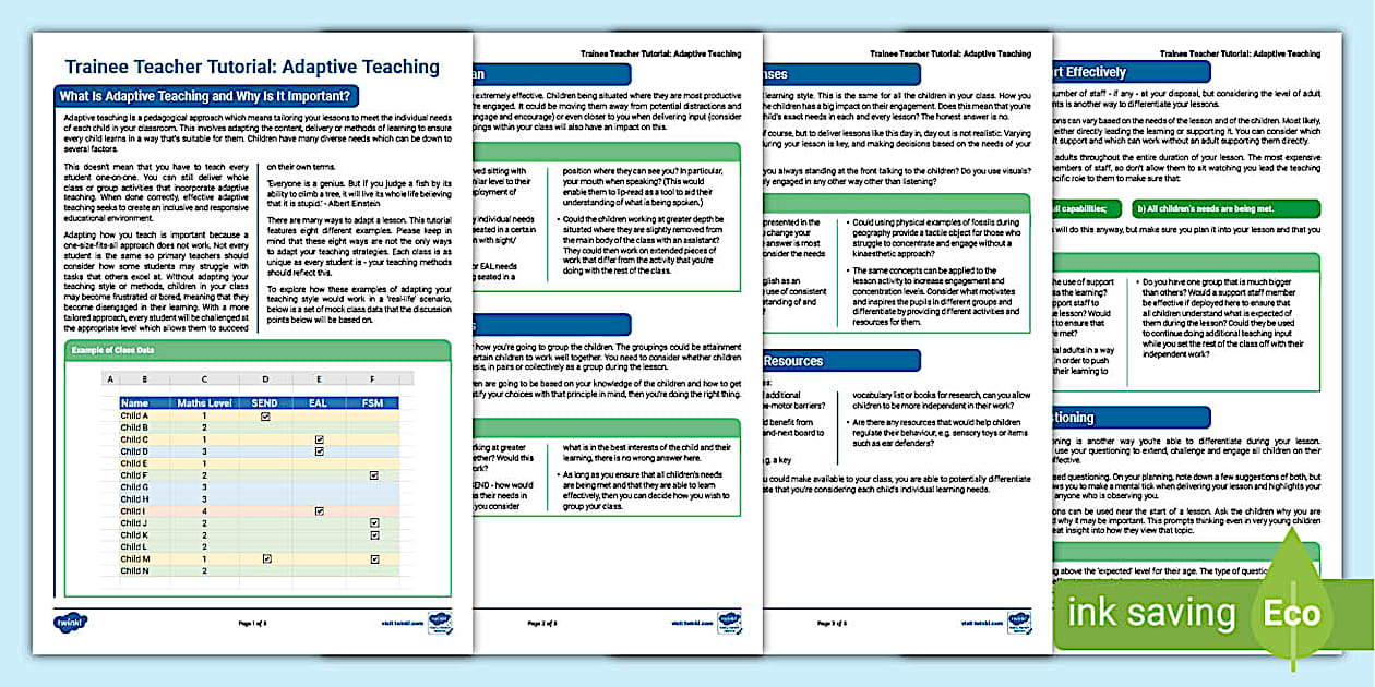 Trainee Teacher Tutorial: Adaptive Teaching (teacher made)