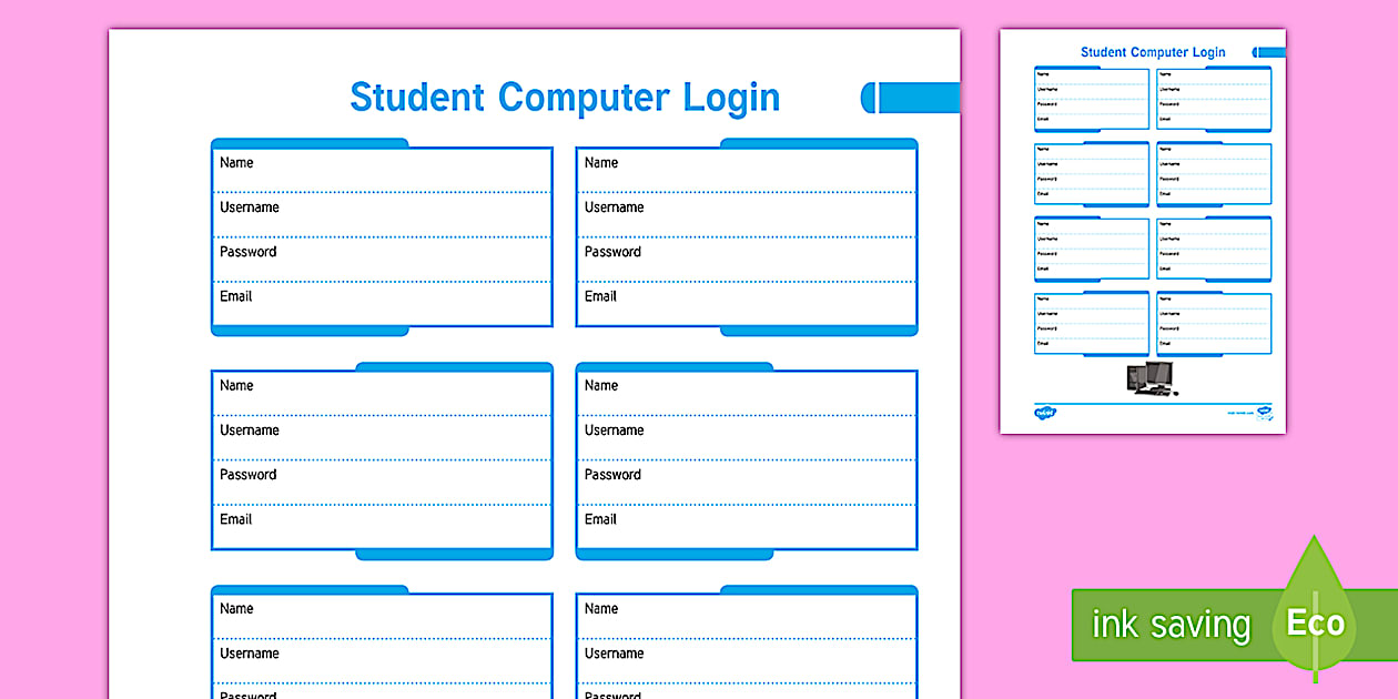 Editable Teacher Planner Pupil Login Overview (teacher made)