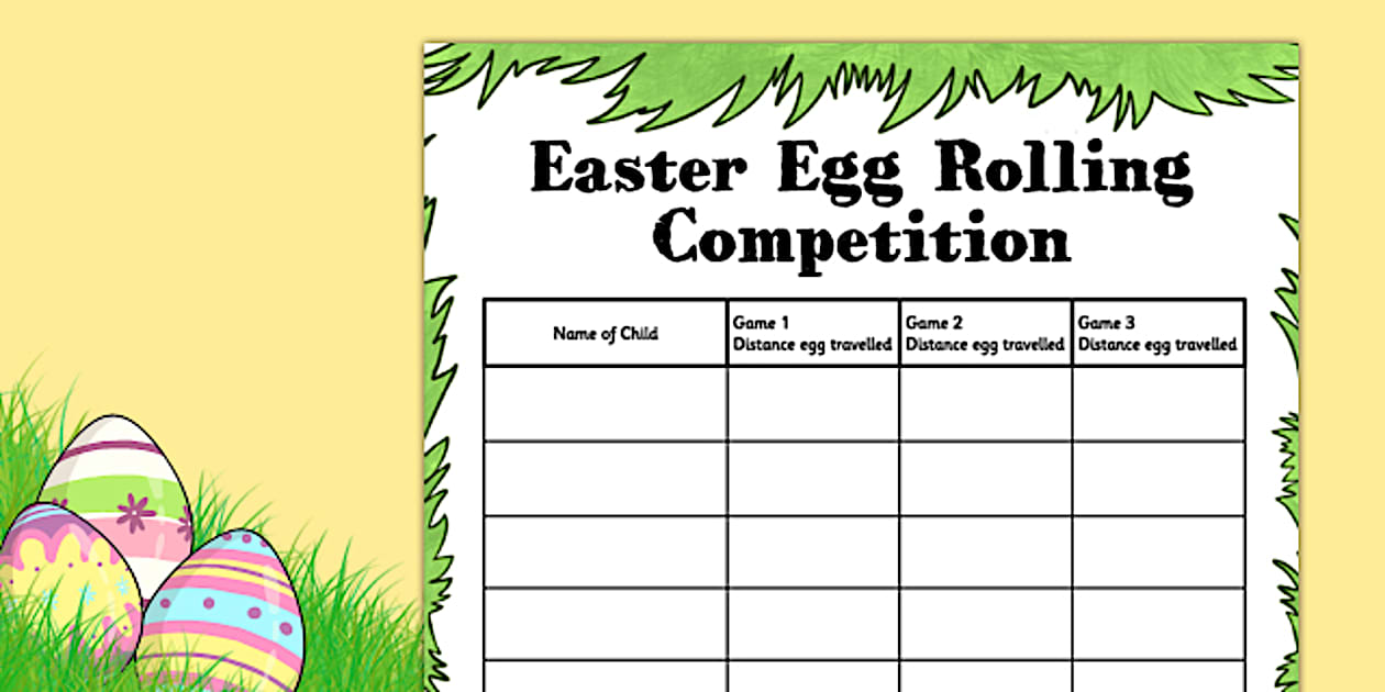 Easter Egg Rolling Competition Record Sheet (teacher made)