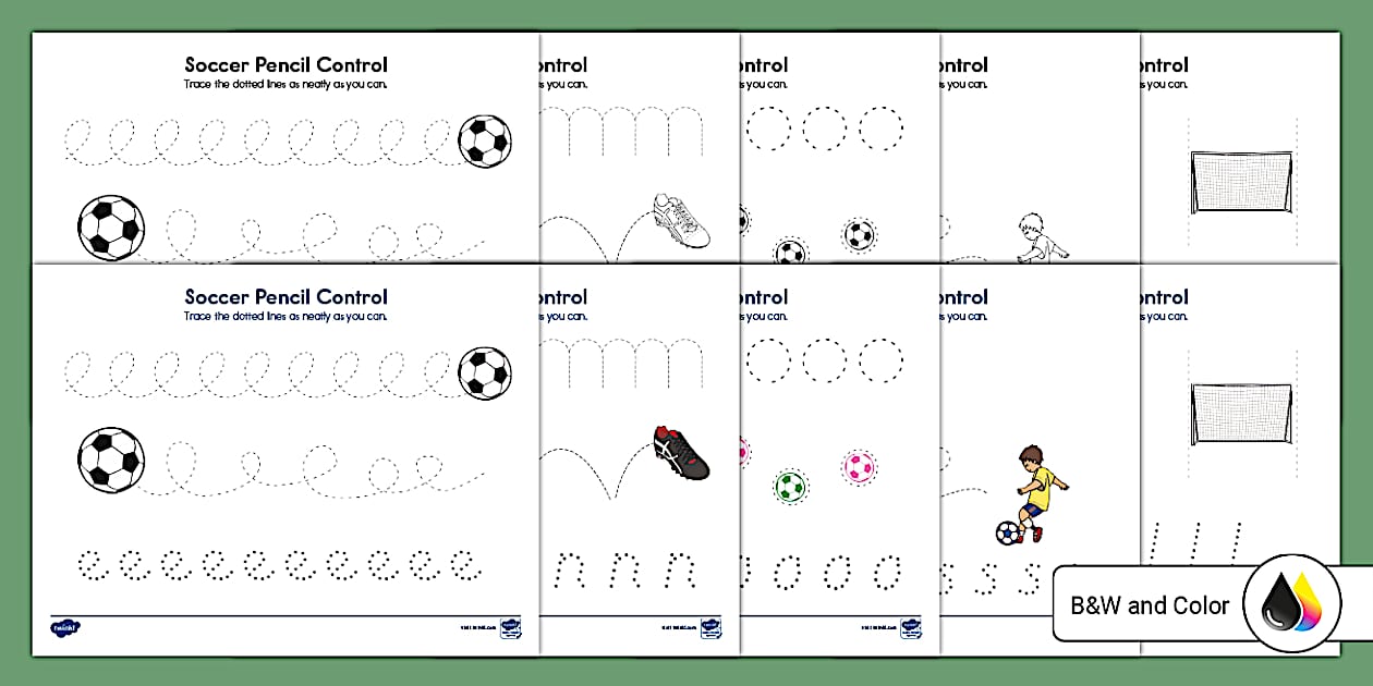Soccer Pencil Control Tracing Worksheet (teacher made)