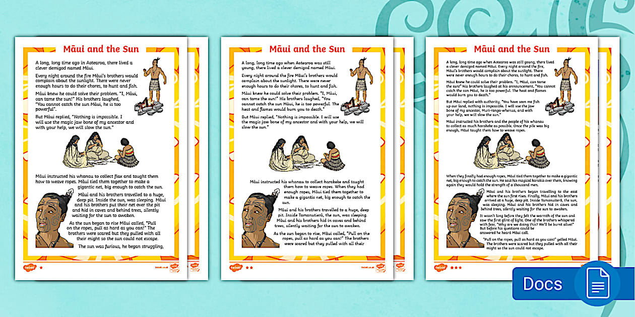 Māui and the Sun Reading Comprehension Worksheets - Twinkl