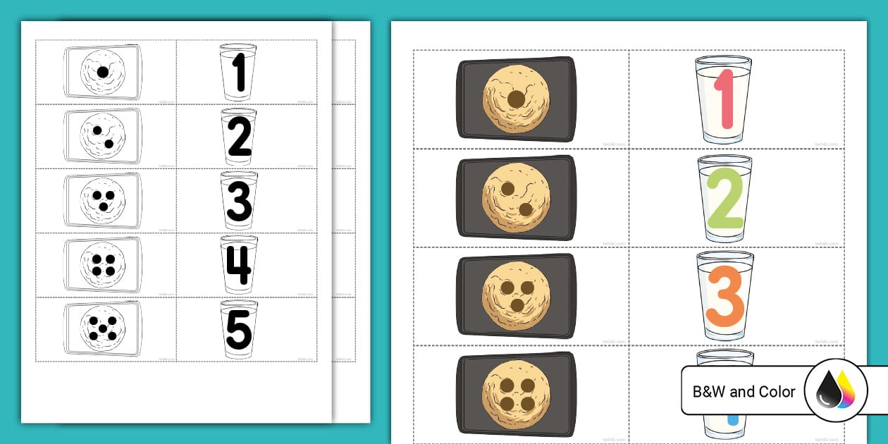 Cookies and Milk Subitizing Within 10 Matching Cards