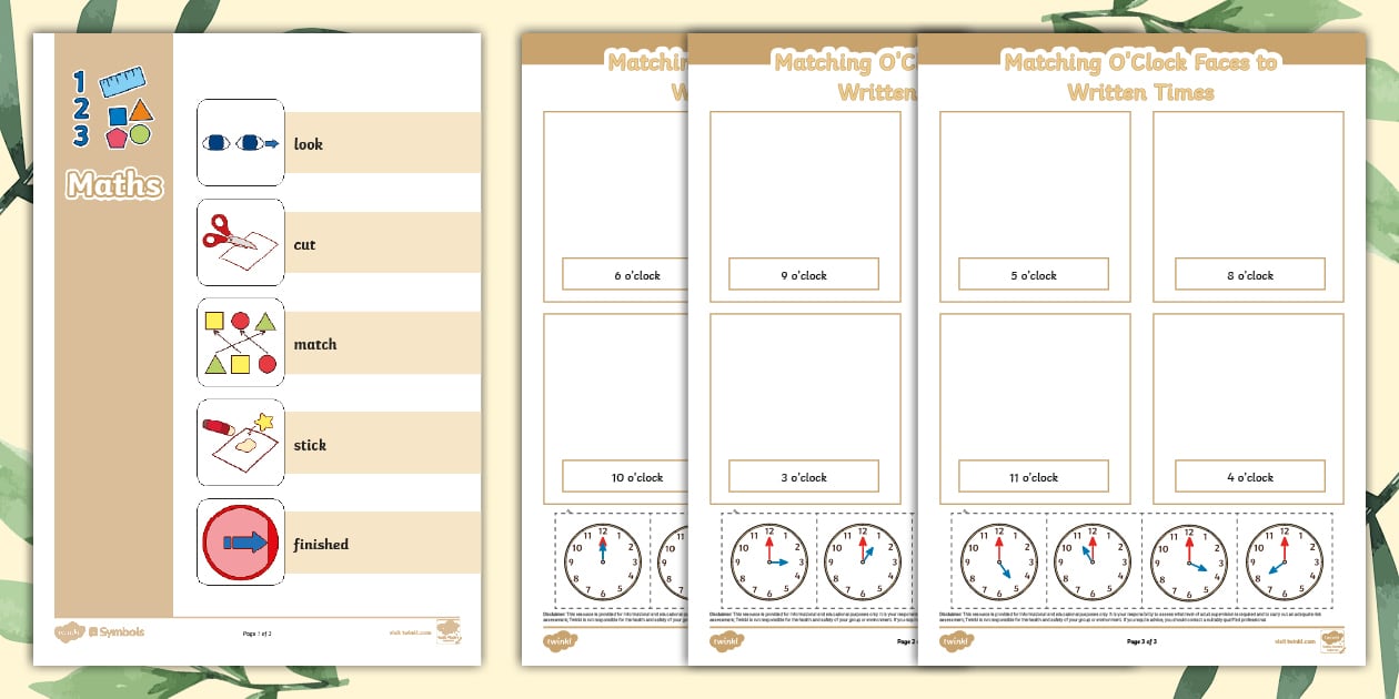 SEND Structured Steps Time: Matching O'Clock Faces to Written Times
