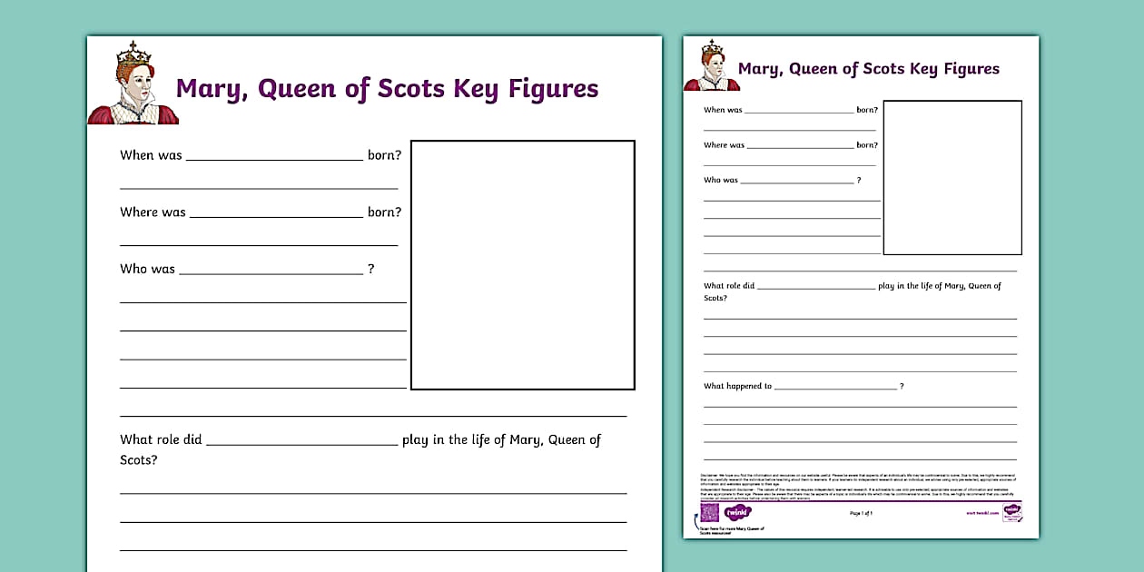 Mary, Queen of Scots Key Figures - Blank Fact File - Twinkl