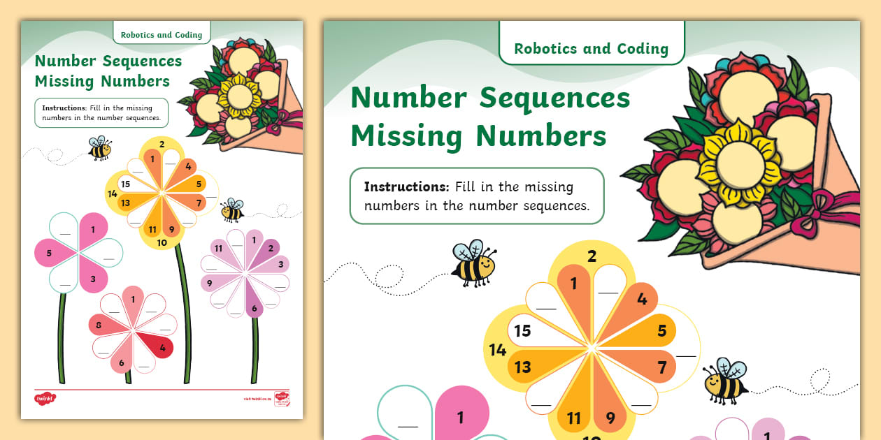 Robotics and Coding: Sequences - Missing Numbers - Twinkl