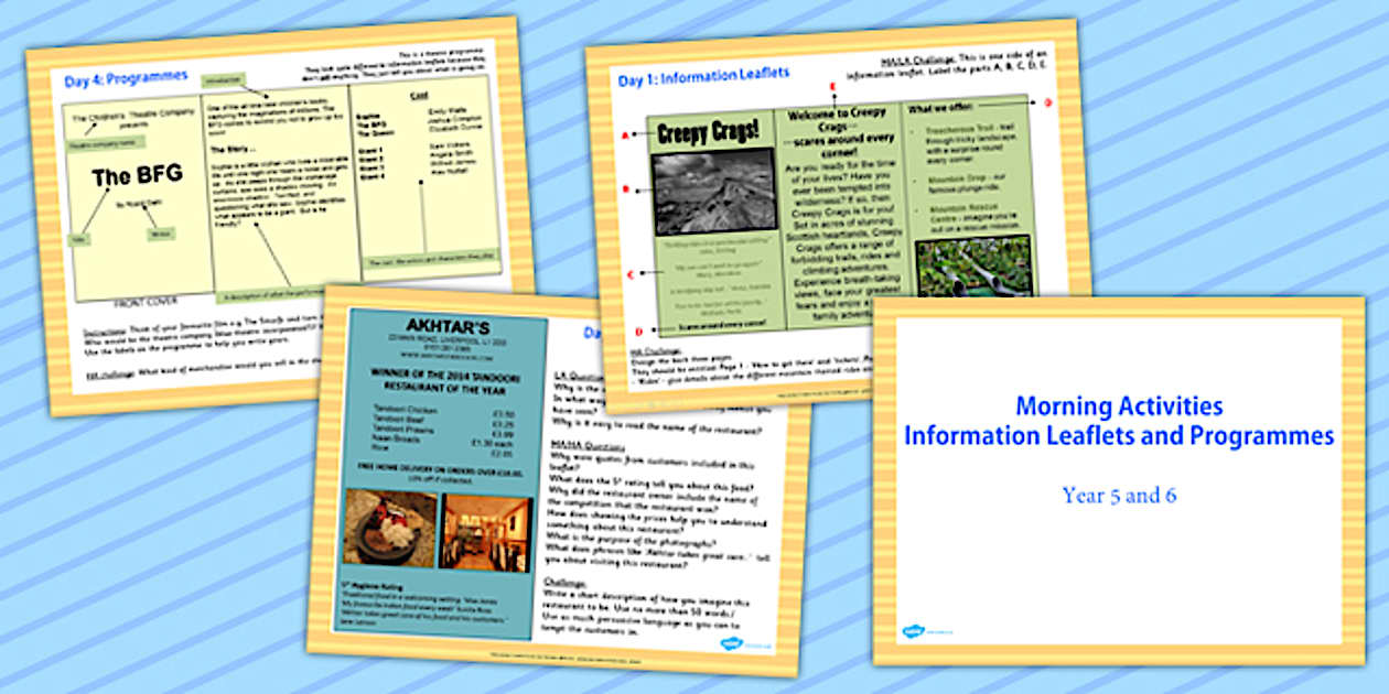 English Morning Activities Informative Leaflets - Twinkl