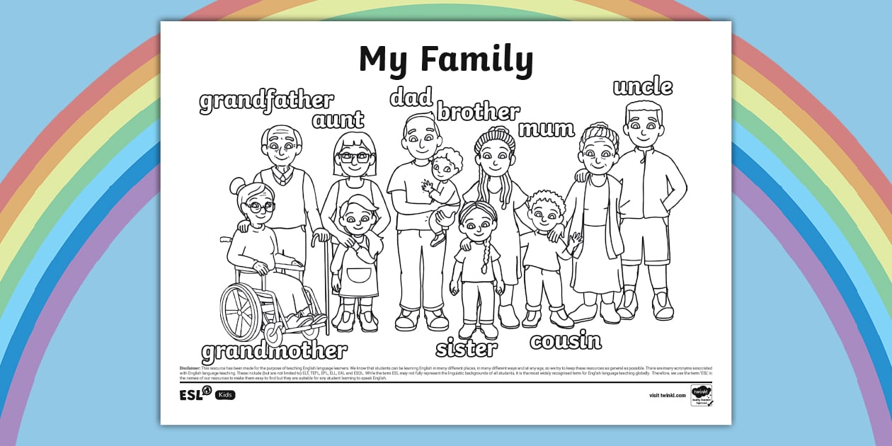 My Family Colouring Sheet for Kindergarten (teacher made)