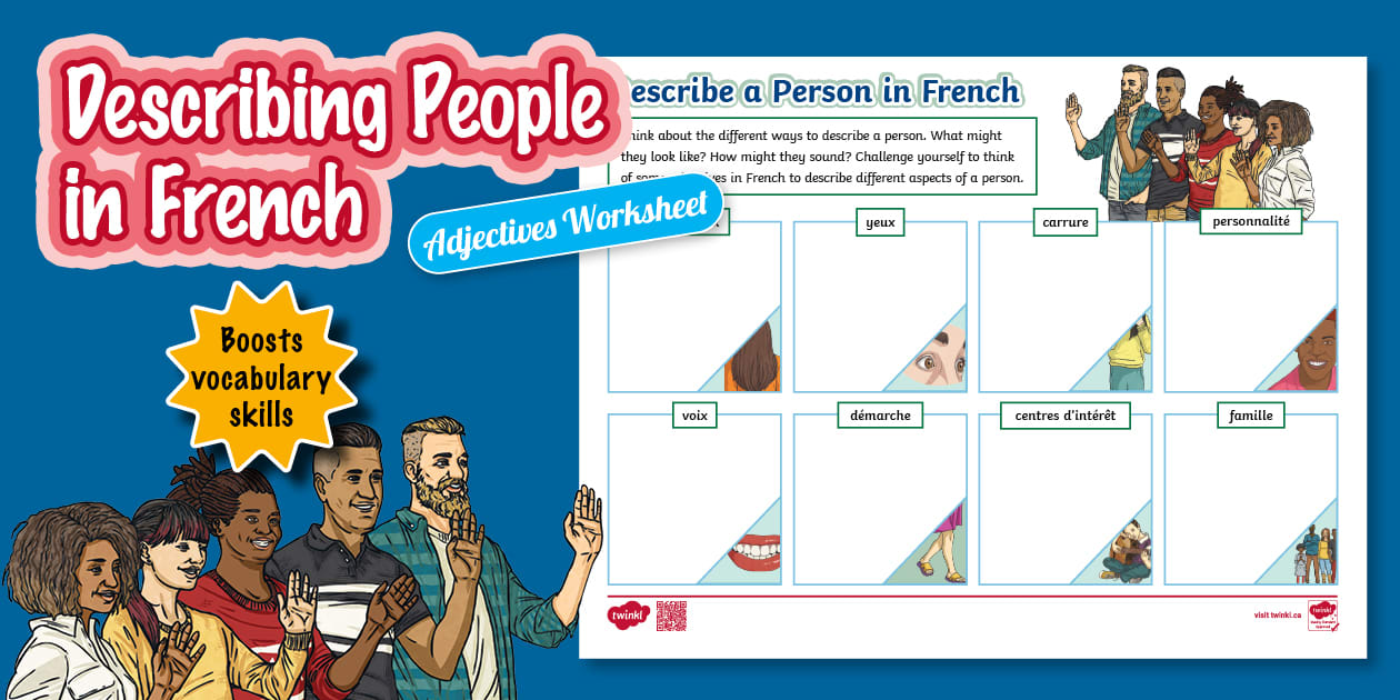 Describing People in French Adjectives Worksheet