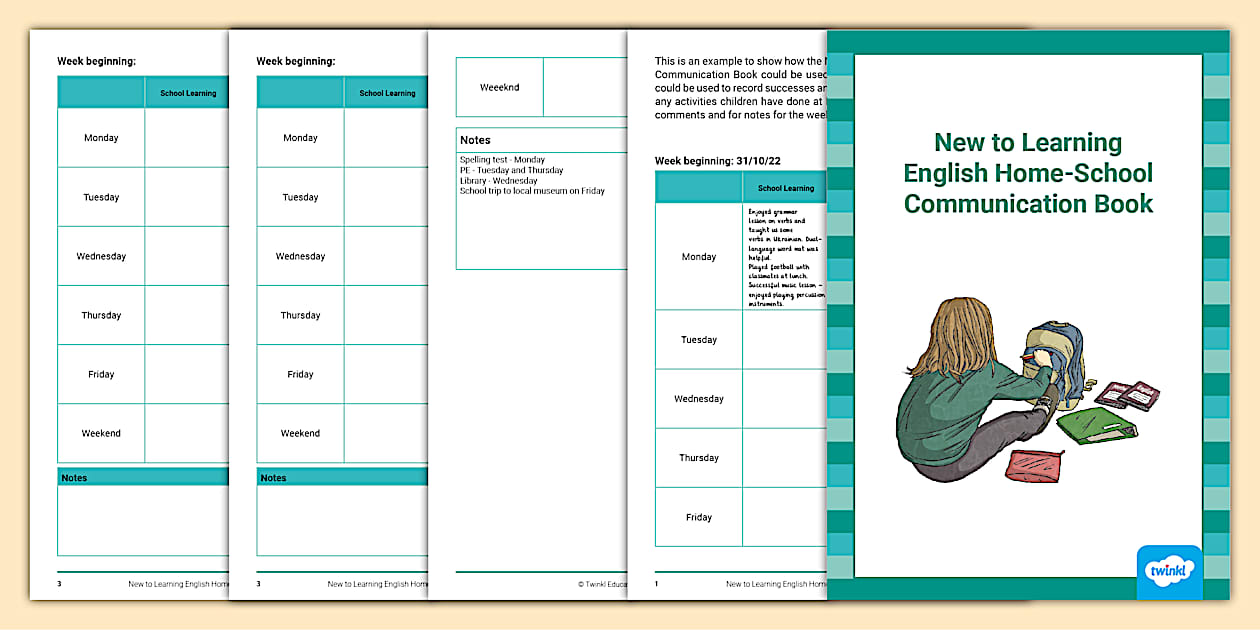 New to Learning English Home-School Communication Book