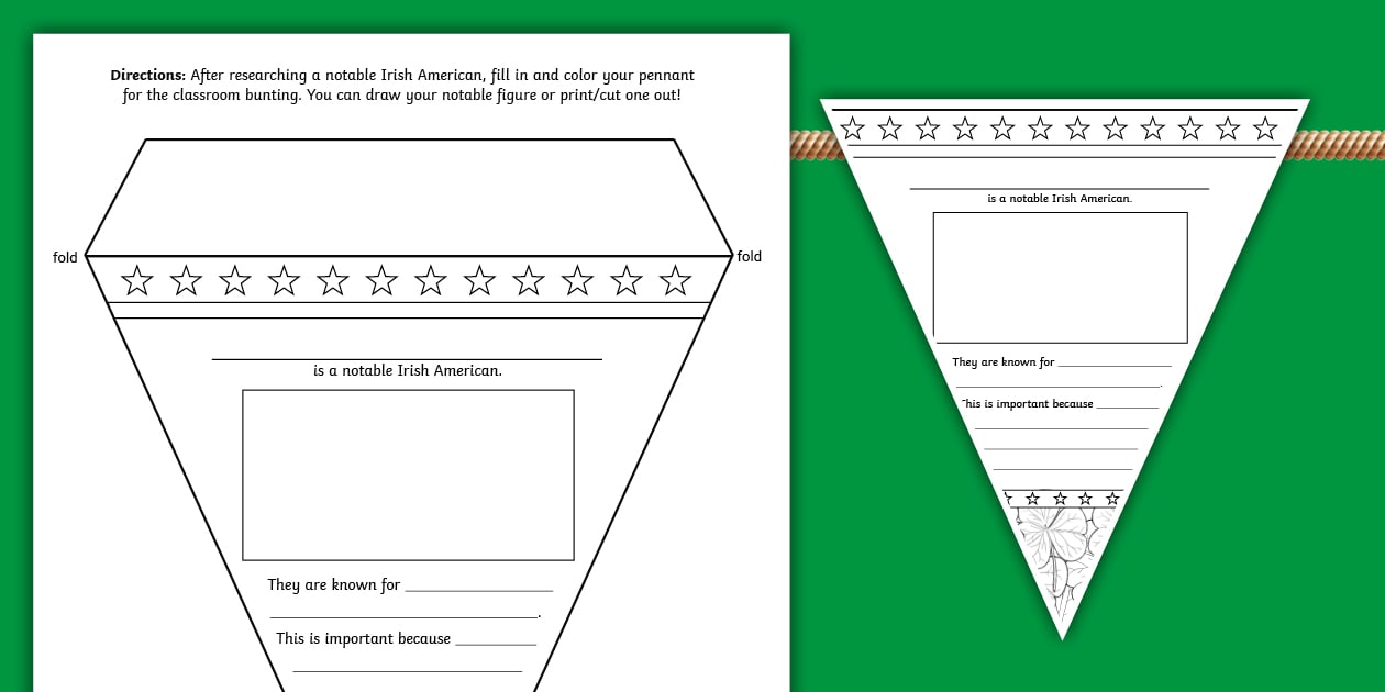 Notable Irish American Classroom Bunting (teacher made)