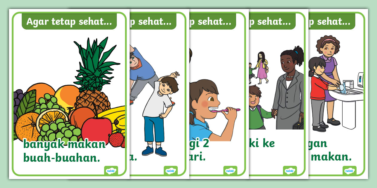 Poster Hidup Sehat Bahasa Indonesia (teacher made) - Twinkl