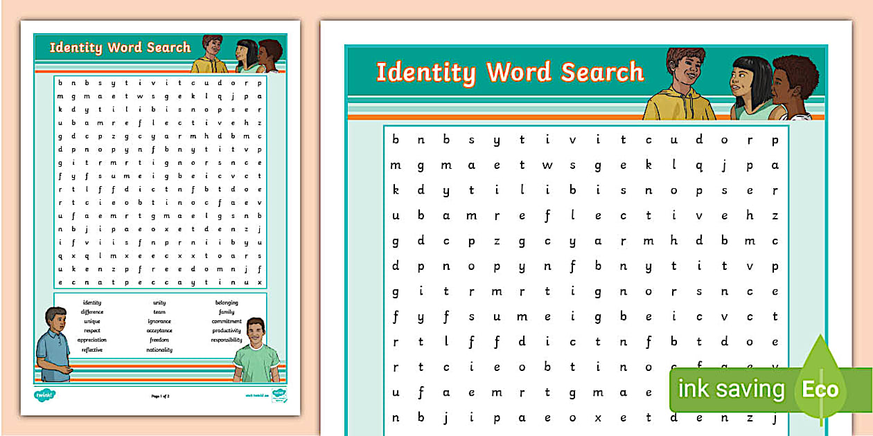 Identity Word Search (teacher made) - Twinkl