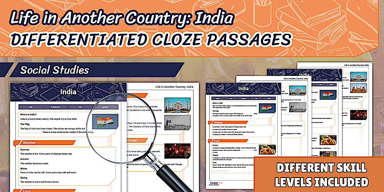 India Differentiated Cloze Passages for Learners