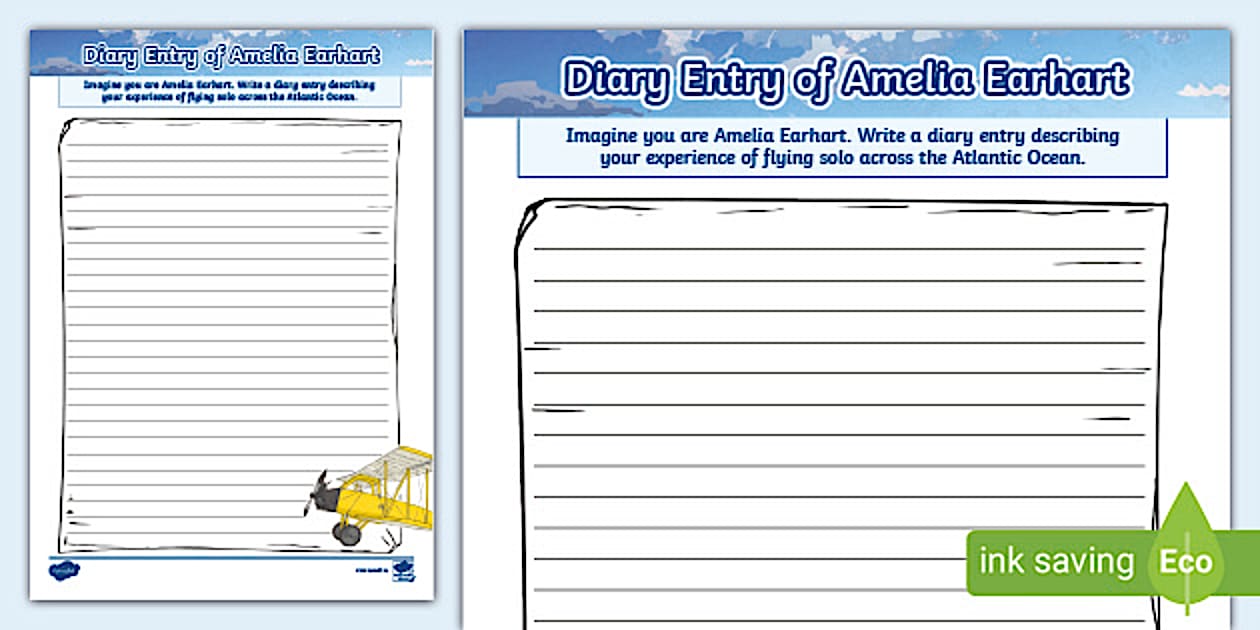 Amelia Earhart Diary Entry 5th and 6th Class - Twinkl