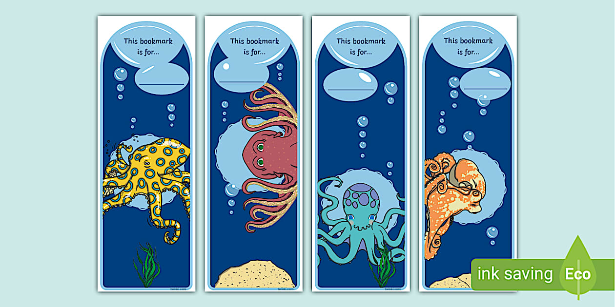 Printable Octopus Themed Bookmarks (teacher made) - Twinkl