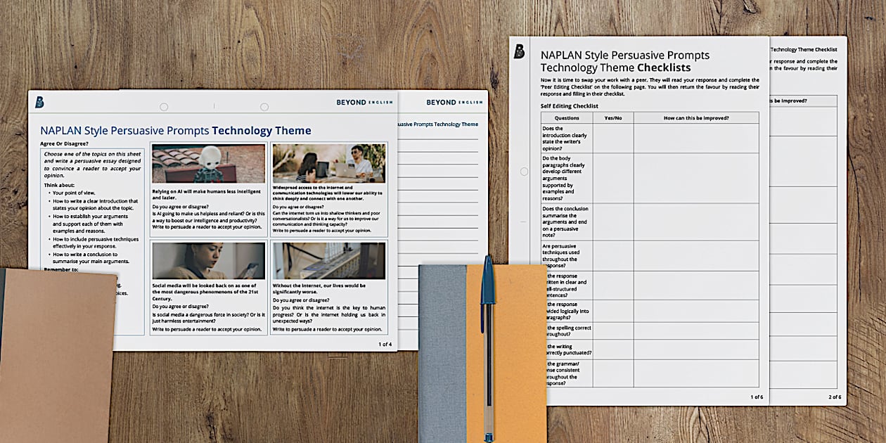 NAPLAN Style Persuasive Prompts Technology Theme - Twinkl