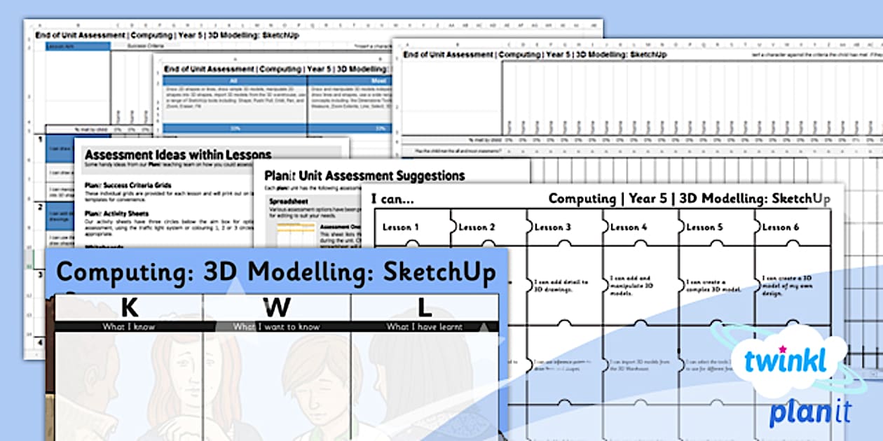 Computing: 3D Modelling SketchUp Year 5 Unit Assessment Pack