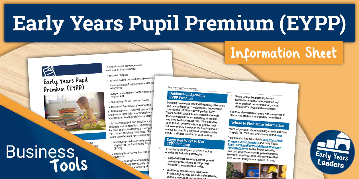 Early Years Pupil Premium (EYPP) Information Sheet - Twinkl