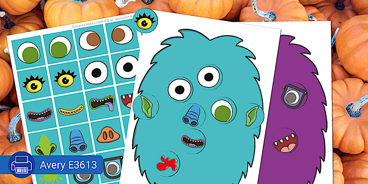 Halloween Monster - Make a Face - Sticker Activity - Twinkl