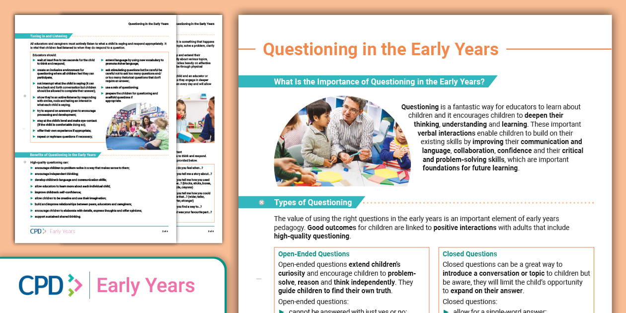 Questioning in the Early Years | Handout | CPD - Twinkl