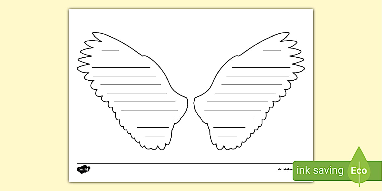 Wings Writing Template, Birds, Angels, Fairies - Twinkl