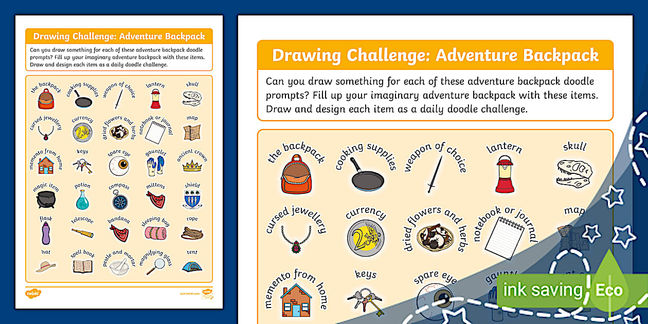 Drawing Challenge: Adventure Backpack (Teacher-Made)