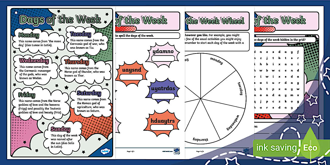 Days of the Week Word Search and Activities (Ages 5 - 7)