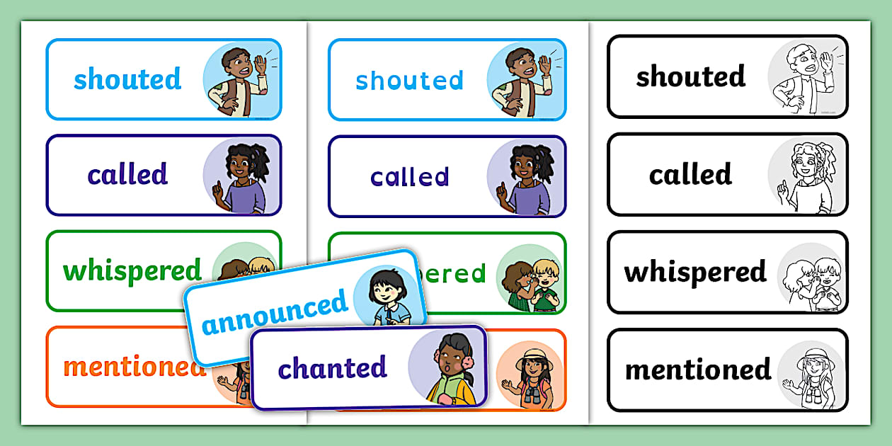 45 Said Synonyms Word Cards I Ready to use Resources