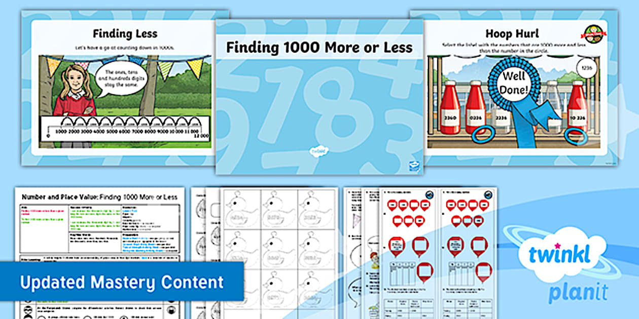 Year 4 Find 1000 More or Less PlanIt Maths Lesson 2 - Twinkl