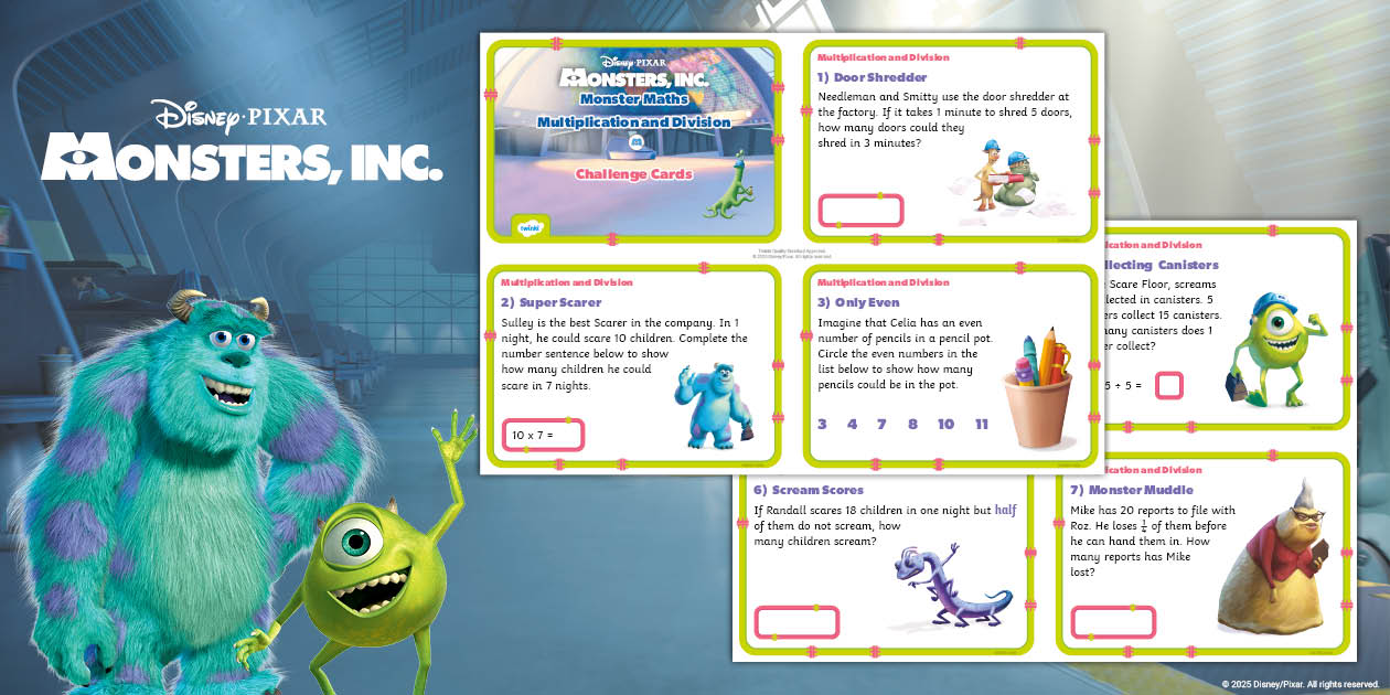 👉 Monsters, Inc. Multiplication and Division Cards 5-7