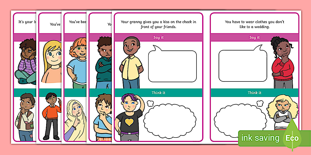 Think It or Say It Scenarios Cards for Kids | Twinkl USA