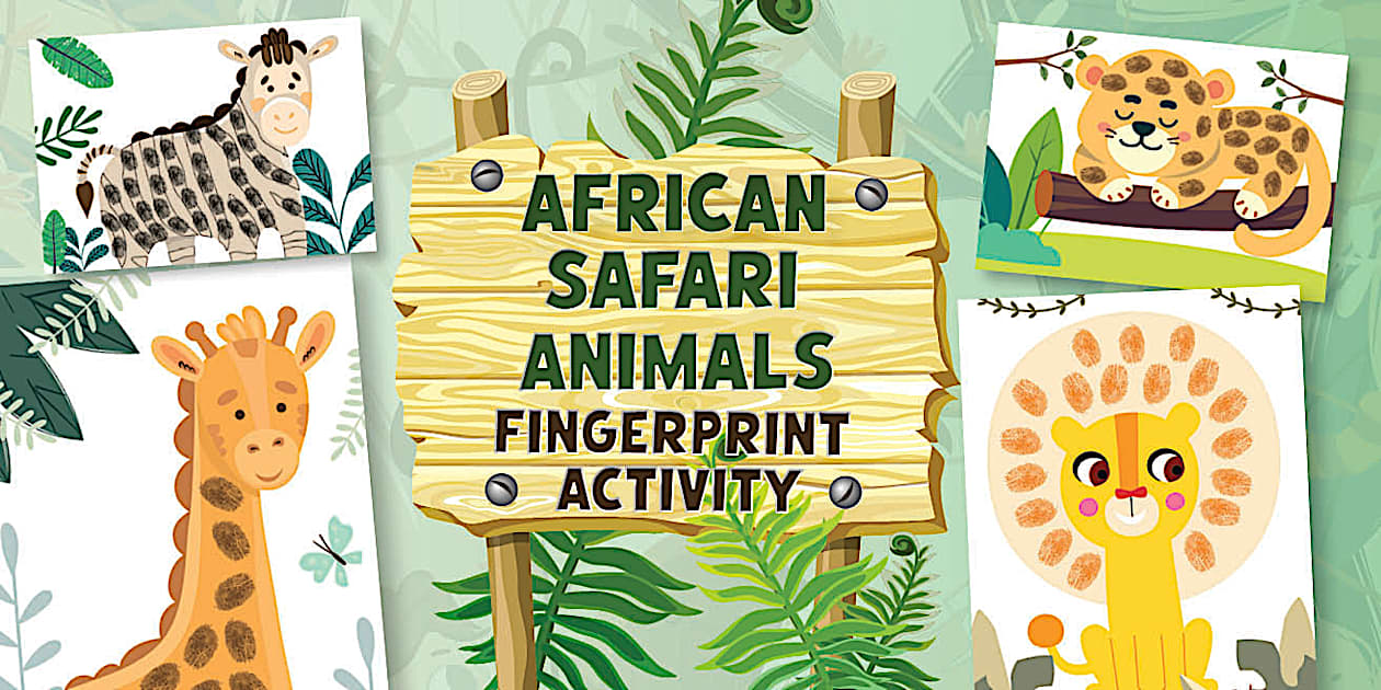 African Safari Animals Fingerprint Activity