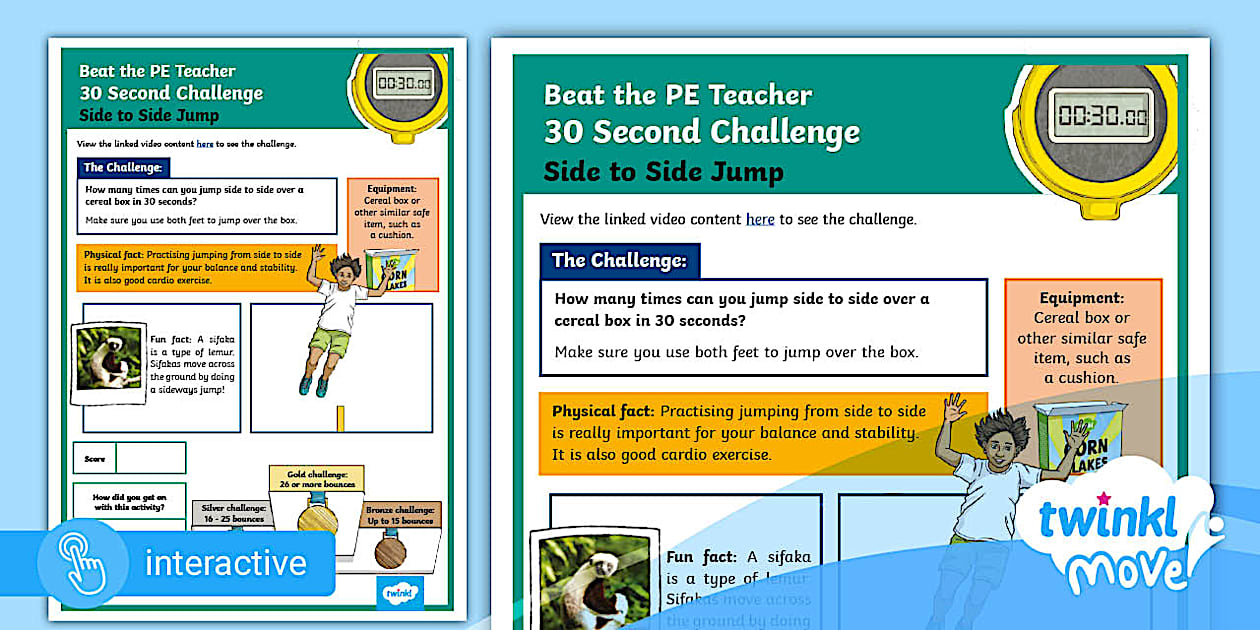 PE Home Learning - Beat the Teacher PE Challenge - Twinkl