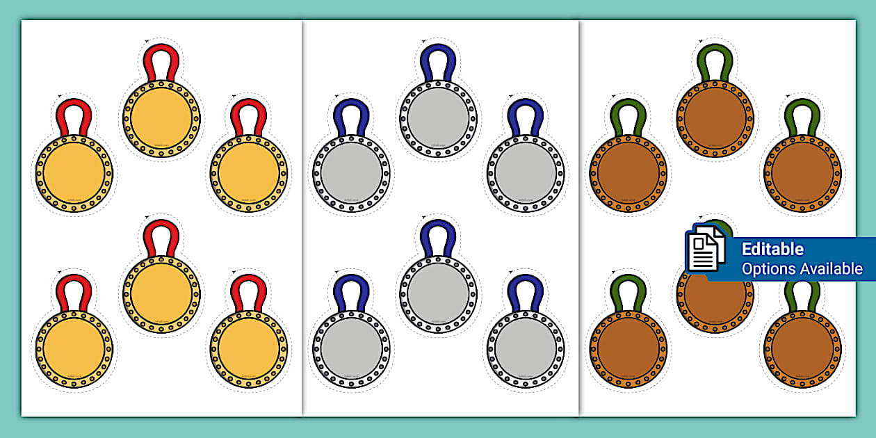 Editable Medal Cut-Outs (teacher made) - Twinkl