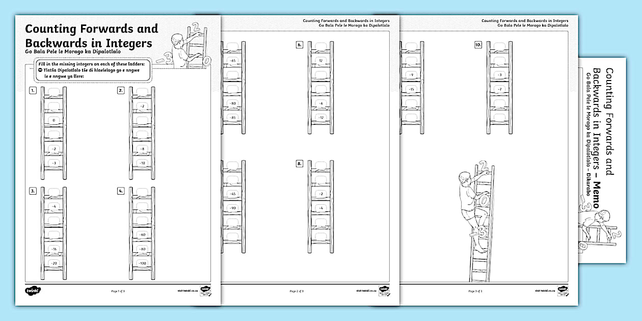 Counting Forwards and Backwards in Integers- Sepedi - Twinkl