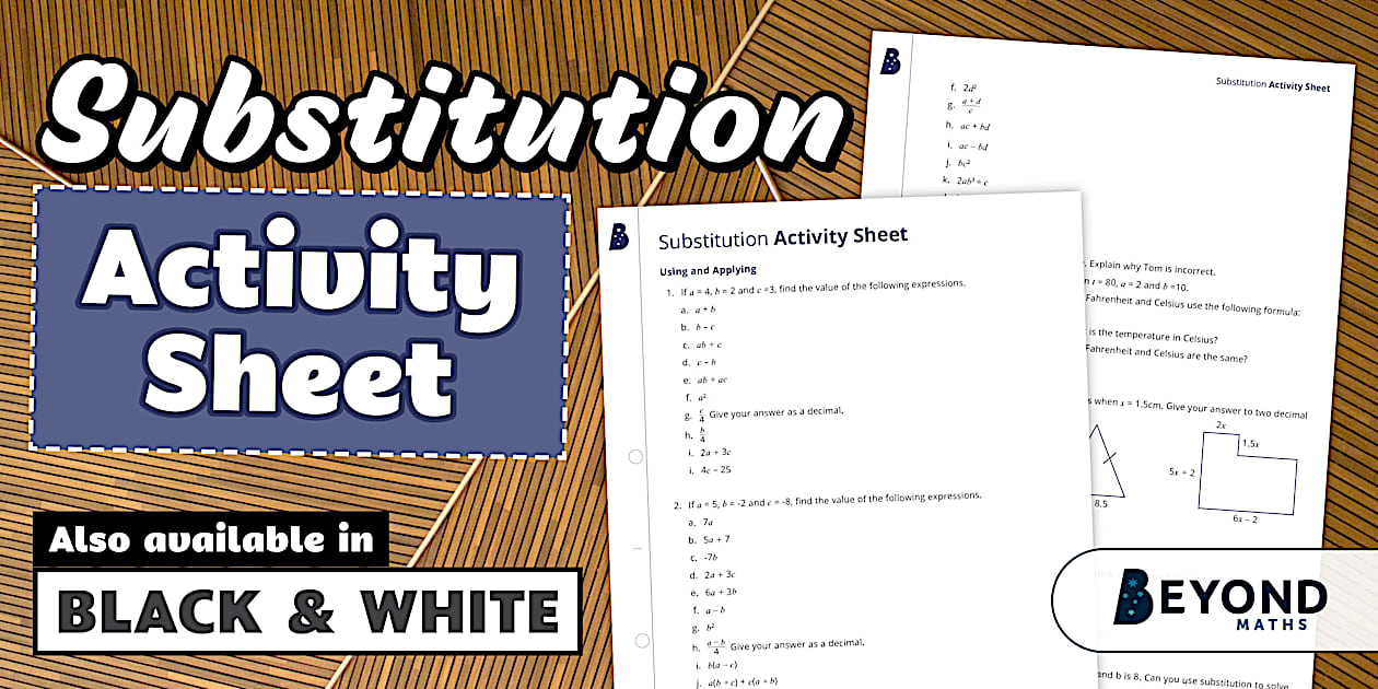 Substitution Activity Sheet