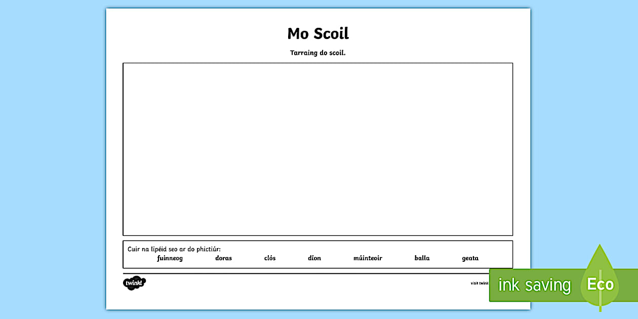 Draw and Label a Picture of Your School Worksheet Gaeilge