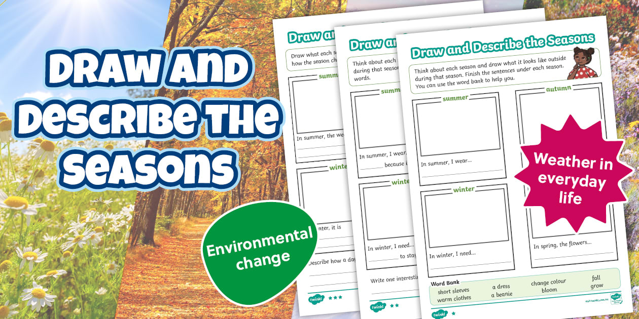 Seasons Worksheet for Year 1 Science