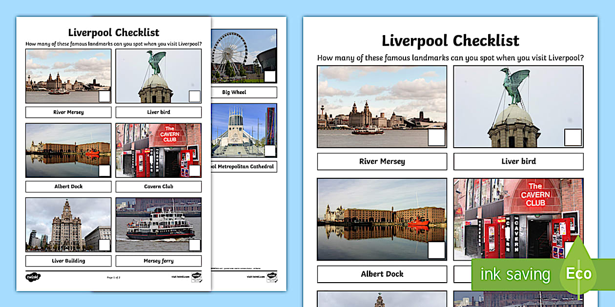 Editable Liverpool Checklist Worksheet (teacher made)