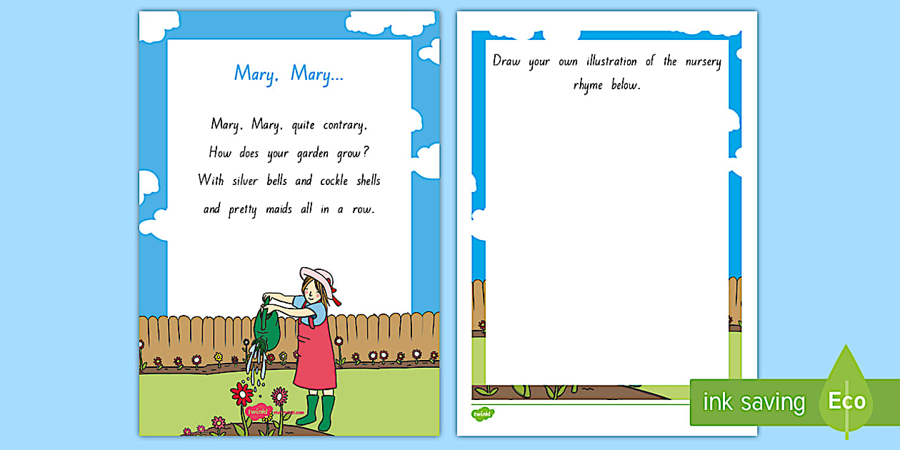 Mary, Mary, Quite Contrary Worksheet / Worksheet - Twinkl