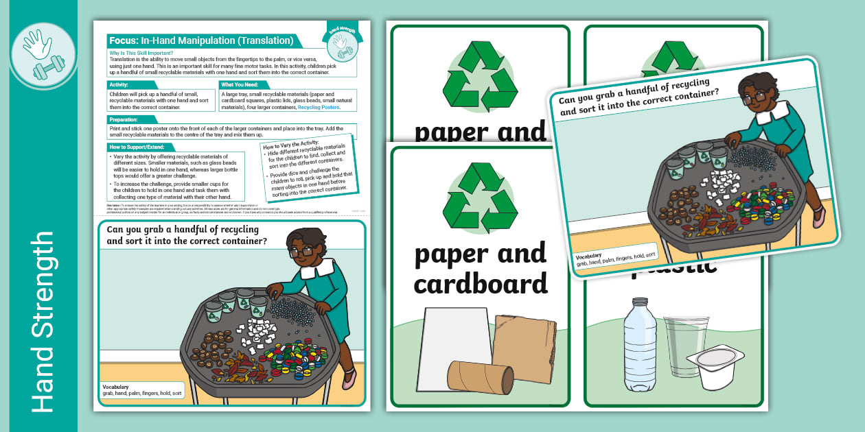 Recycling Fine Motor Skills Activity: Pick and Sort | Twinkl