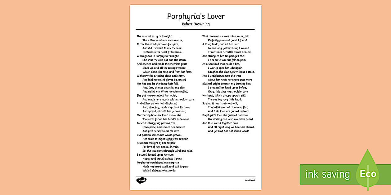 Porphyria's Lover by Robert Browning Poem (Teacher-Made)