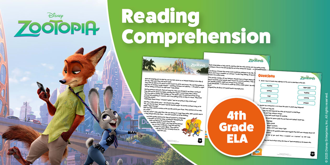 Zootopia: Fourth Grade Reading Comprehension Worksheet