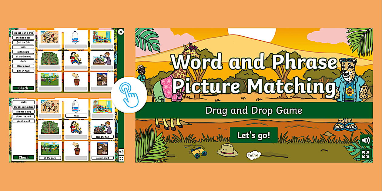 KS1 Word and Phrase Picture Matching English Game - Twinkl