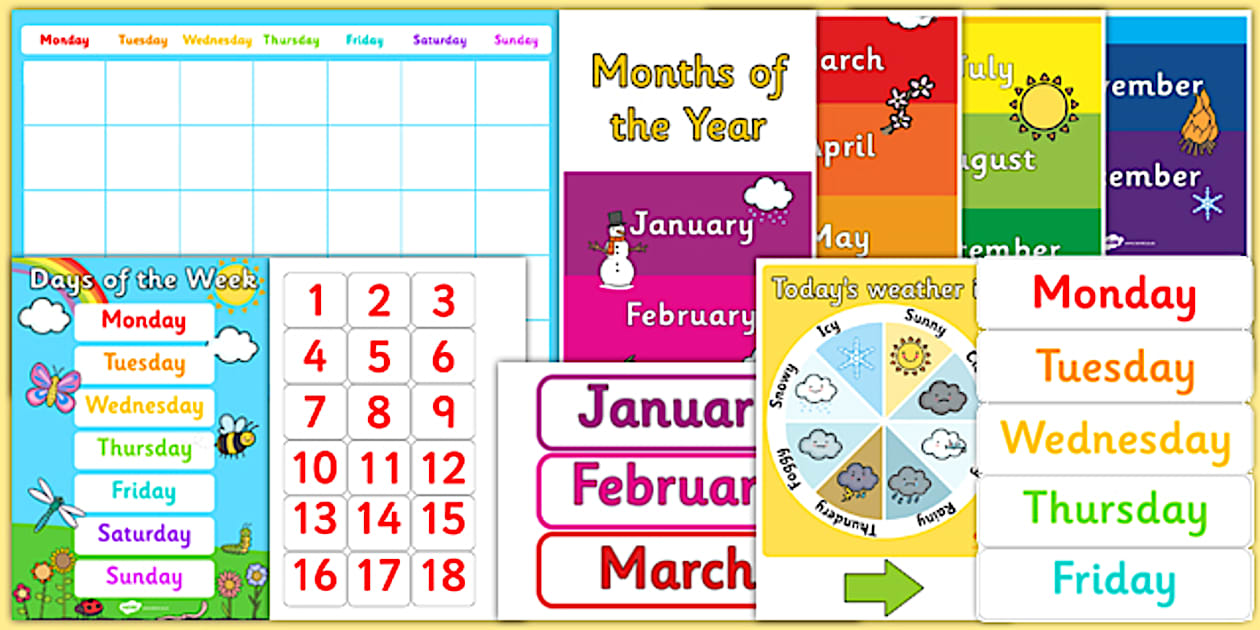 Poster d'affichage : Calendrier - Anglais