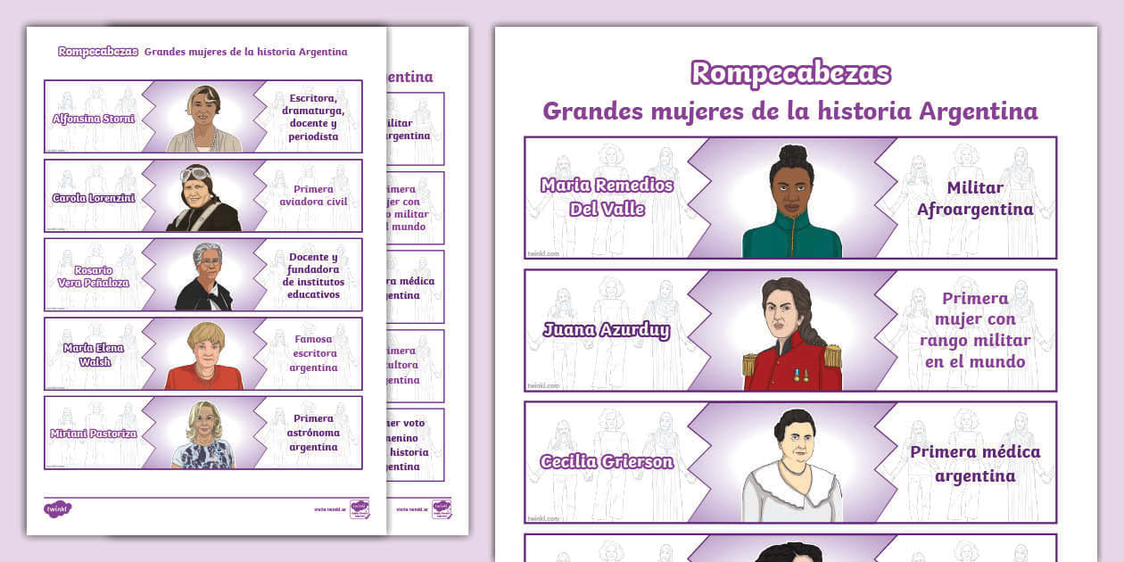Rompecabezas: mujeres de la historia Argentina - Twinkl
