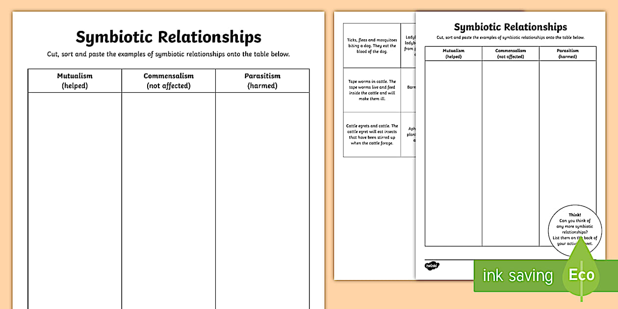 Symbiotic Relationship Worksheet | Ready-to-Print Resources