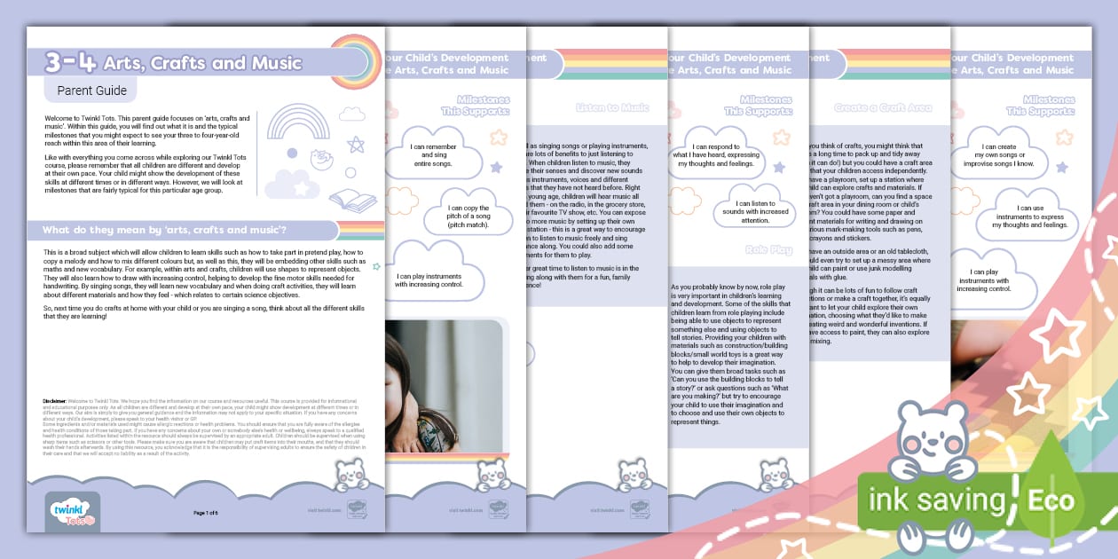 3-4 Years Arts, Crafts and Music Parent Guide