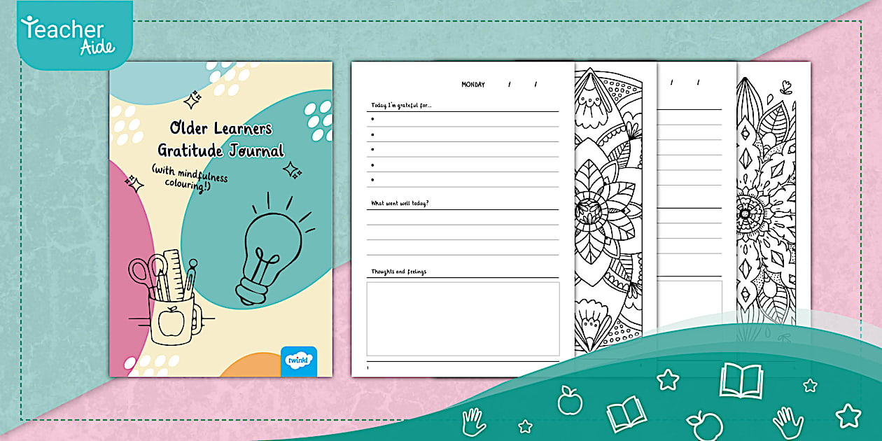 Older Learners Gratitude Journal with Mindfulness Colouring | Teacher Aides