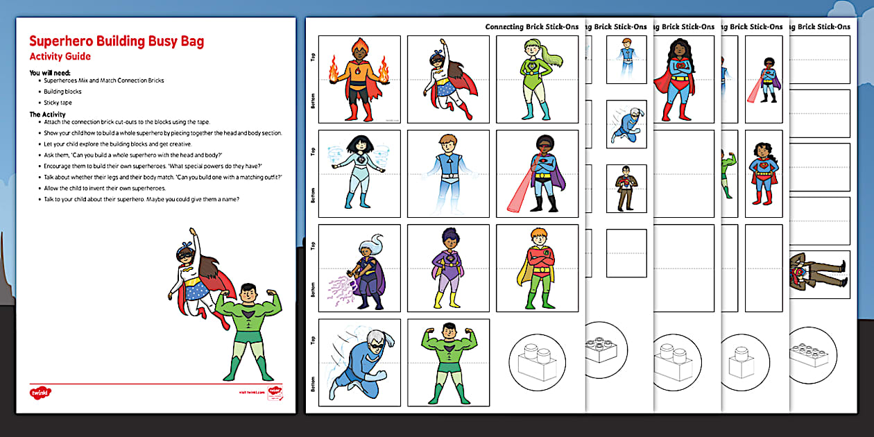 Superhero Building Activity Busy Bag and Resource Pack For Parents